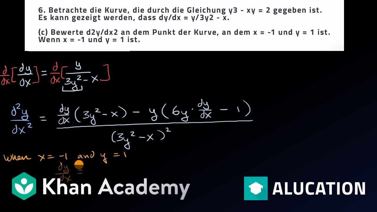 Zweite Ableitung (implizite Gleichungen): Berechnung der Ableitung | AP ...